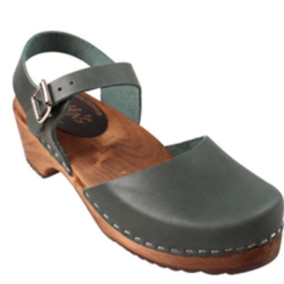 Lotta From Stockholm | Shoes | Lotta Low Wood Clogs Dark Green On Brown ...